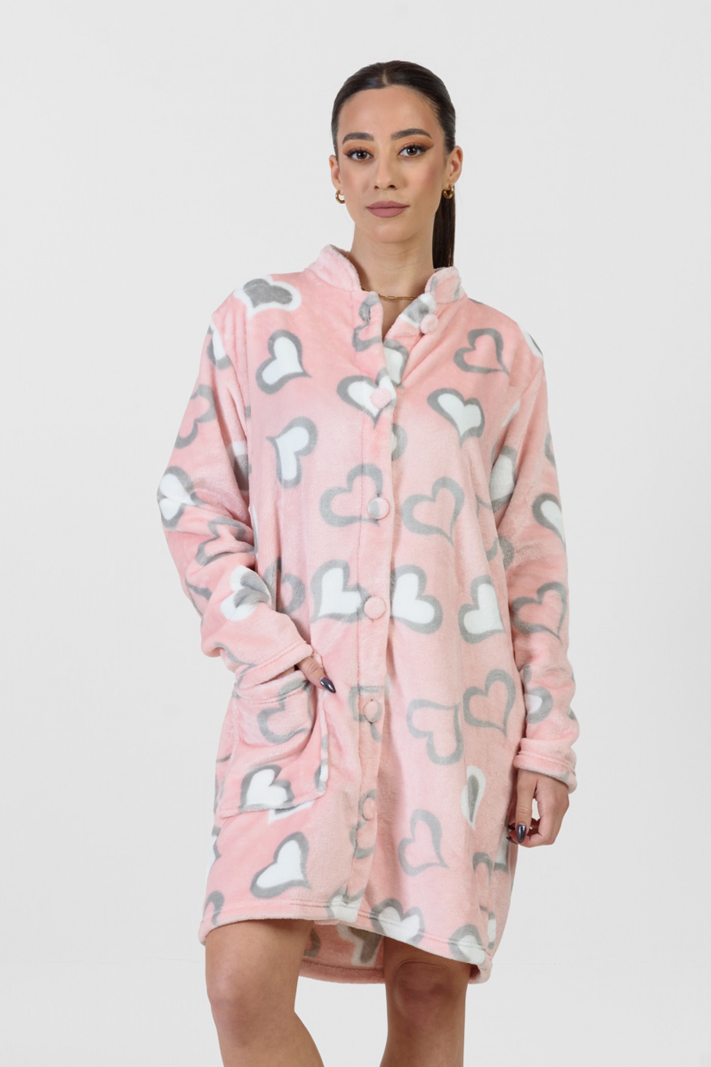 Women's hoodless robe KOYOTE KΓ5451 ROZ - MoutakisWorld.com